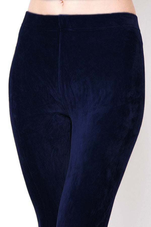 Velour Leggings in Midnight | Dark Blue Navy Ink Indigo Luxury Stretch ...